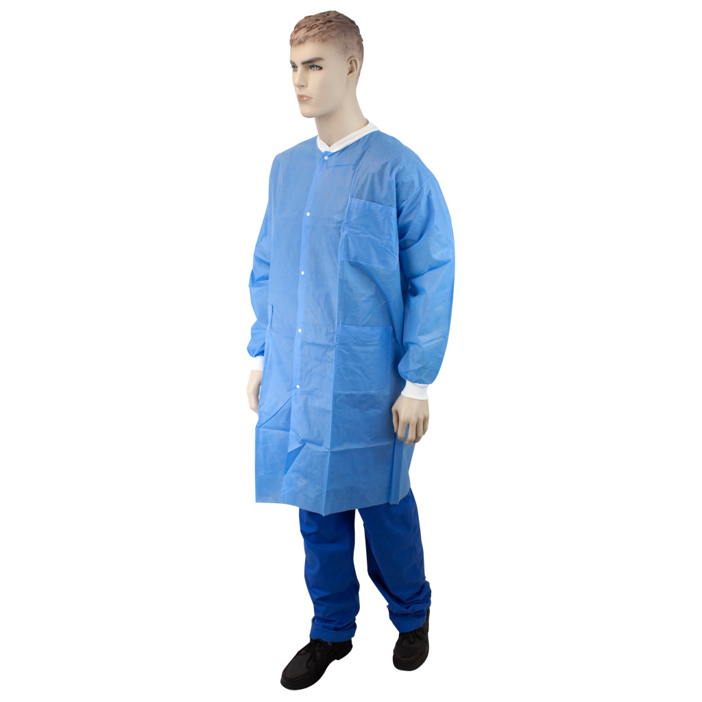 Lab Coat w/ Pockets BLUE Large - Essential Procurement Services